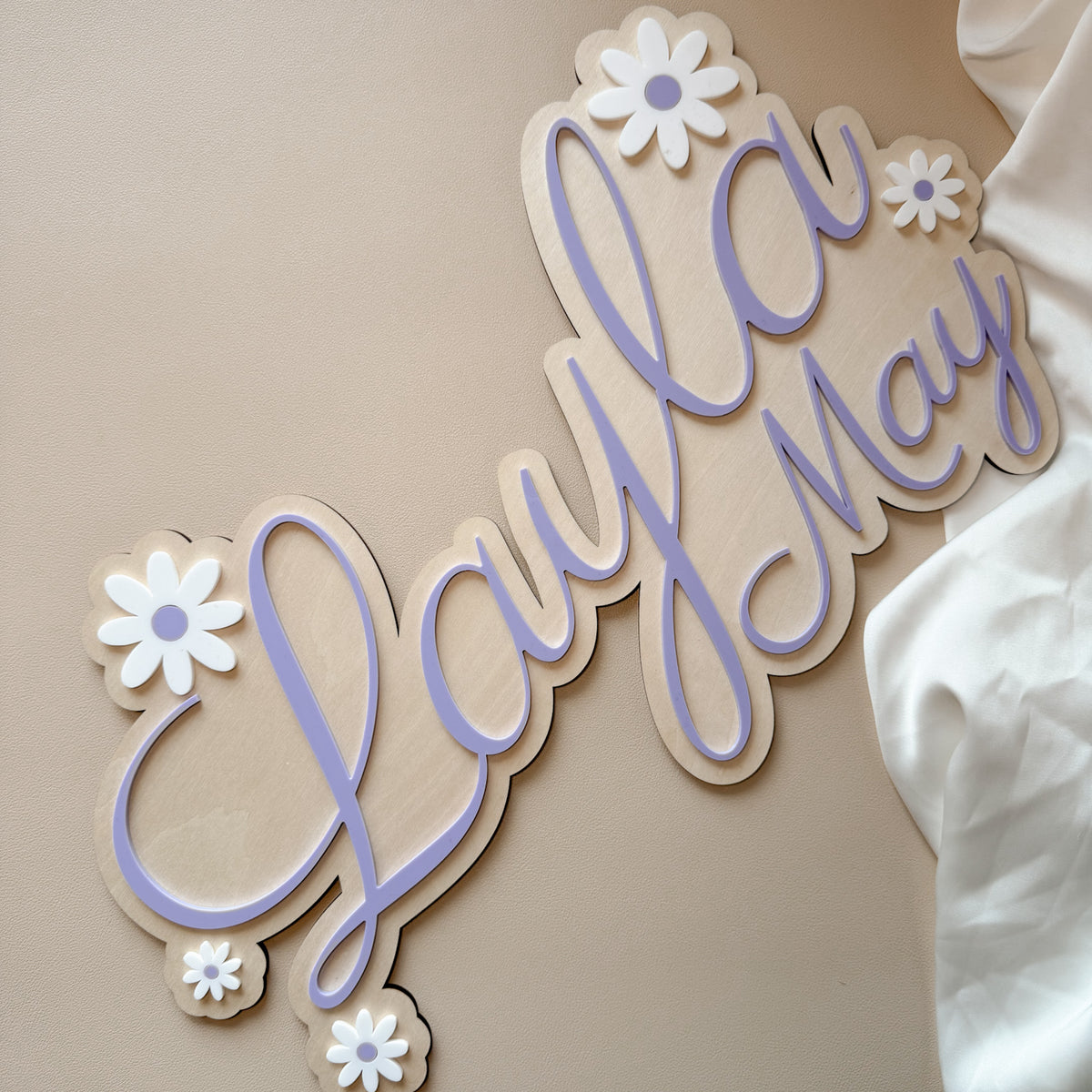 Timber & acrylic personalised wall name sign - custom theme + colours ...