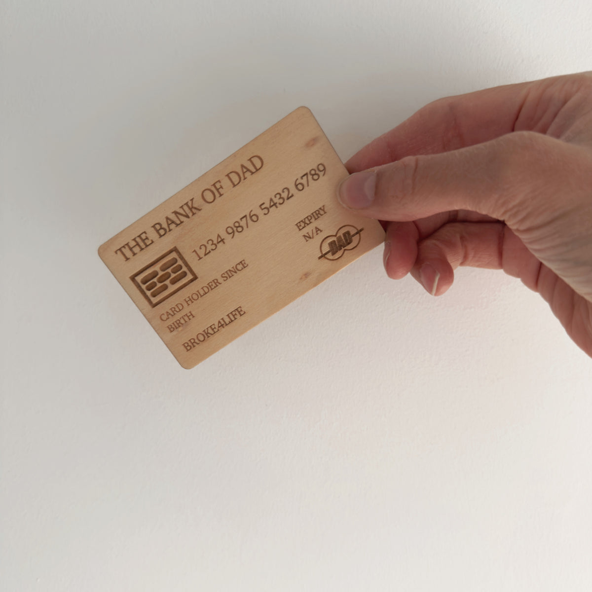 ‘The Bank Of Dad’ wooden credit card – Maple and Belle